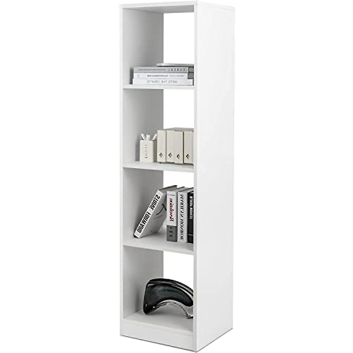MEDIMALL 4 Cube Bookshelf, Freestanding 4-Tier Open Shelf Tall Narrow Bookcase with Anti-Tipping Kits, Book Storage Organizer for Bedroom Living Room Study Home Office Apartment, 56 Inch White…