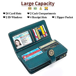 SENDEFN Wallets for Women Genuine Leather Credit Card Holder with RFID Blocking Large Capacity Wristlet