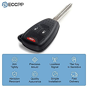 ECCPP 2X Keyless Entry Remote Fob Replacement fit for C-hrysler 200 300 Aspen Sebring/D-odge Avenger Charger Durango Magnum/J-eep Commander Compass Patriot Wrangler OHT692713AA OHT692427AA KOBDT04A