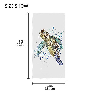 susiyo Watercolor Marine Animals Cute Sea Turtle Hand Towels Luxury Print Bathroom Towel Highly Absorbent Extra Soft Fingertip Towels Multipurpose Towels for Yoga Gym Spa Hotel Bathroom (30 x 15 inch)