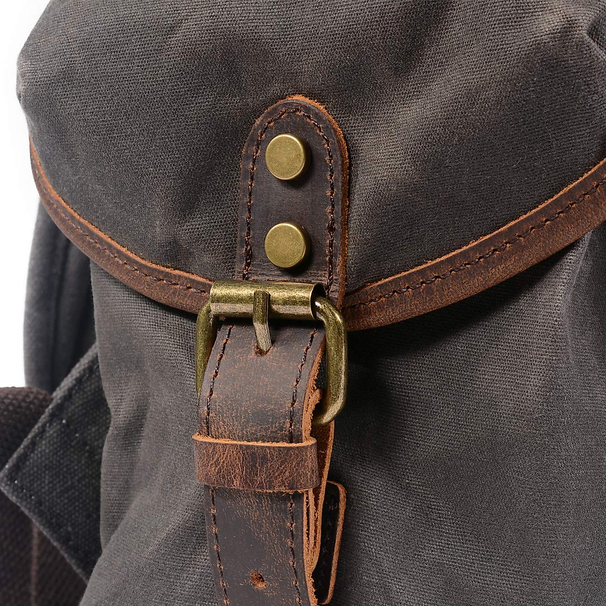 Genuine Leather Canvas waxed Backpack Travel Laptop Bag