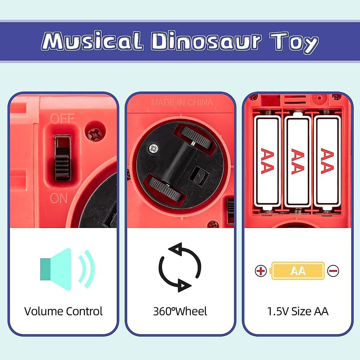 COVTOY Baby Toys for 1 Year Old Boy Girl, Musical Dinosaur Car Crawling Developmental Toys with Sounds and Lights, Ideal Gifts for Babies 6 to 12-18 Months