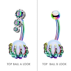 CM Crareesi Mania Rainbow Curved Claw Belly Rings Natural Stone Piercing Navel Rings for Women