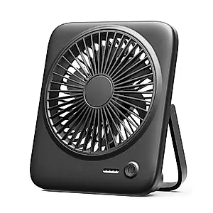 Otlonpe Desk Fan Rechargeable Portable Fan, 4000mAh Battery Operated Personal Silent Table Fan, 6.5 Inch Small Travel Fan with Power Bank, 4 Speeds Desktop Fan for Bedroom Home Office Outdoor, Black