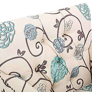 Christopher Knight Home Harrison Fabric Tufted Club Chair, White / Blue