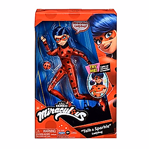 Miraculous Talk & Sparkle Ladybug Doll | 26cm Marinette Figure with Lights Sounds and Yoyo Accessory | Bandai Miraculous Ladybug Dolls Superhero Toys | Miraculous: Tales of Ladybug and Cat Noir Toys