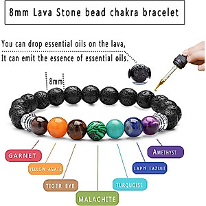 7 Chakra Healing Crystal Necklace Tree of Life Wire Wrapped Crescent Moon chakra stones Pendant Necklaces AND 8mm 7 Chakra Lava Rock Stone Beaded Stretch Bracelets Energy gift jewelry for women