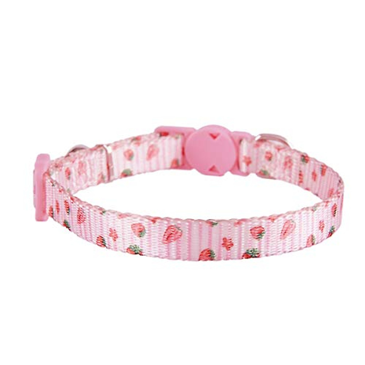 YUDOTE Breakaway Cat Collar with Bell, 2 Pack of Adjustable Floral Cat Collars Cute Safety Purple Pink Kitty Strawberry Collar