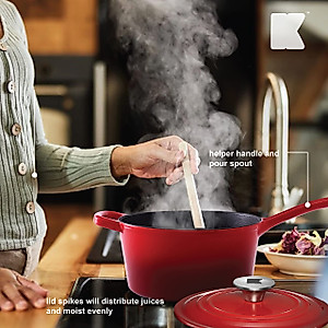 Enameled Cast Iron Saucepan Set for Professional & Home Use - 2.4 Quart - Heavy Duty Non-Stick Saucepan with Lid for Induction Gas Stoves & All Cooktops (Red)