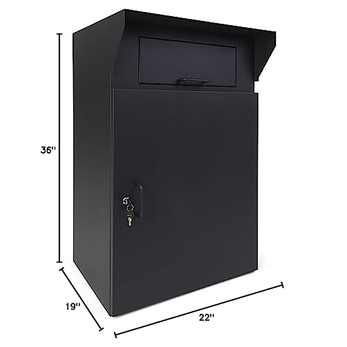 Displays2go 22" w x 36" h Heavy-Duty Outdoor Drop Box w/ Locking Door and Steel Build- Black (FDHDBBF1)