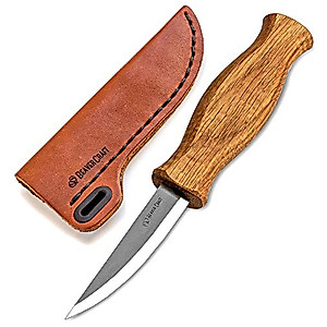 BeaverCraft Sloyd Knife C4s 3.14" Wood Carving Sloyd Knife with Leather Sheath for Whittling and Roughing for Beginners and Profi Durable High Carbon Steel - Spoon Carving Tools Thin Wood Working