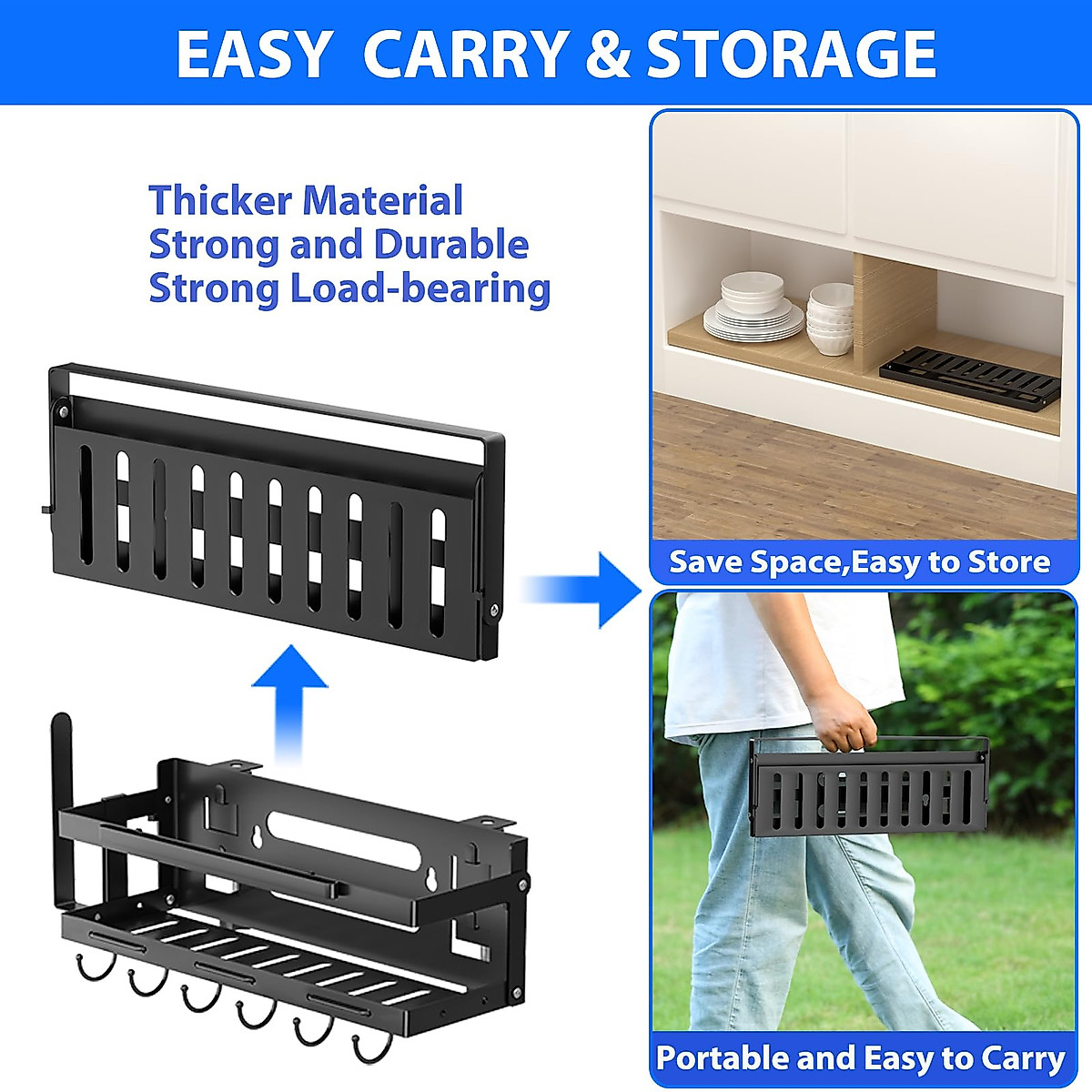 Upgraded Foldable Griddle Caddy for Blackstone 28"/36" Griddles/Prep Cart, BBQ Caddy Grill Accessories Space Saving with Paper Towel Holder for Outdoor