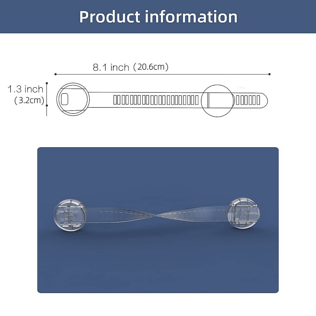 Mr Chen Child Safety Strap Locks (6 Pack) Child Safety Cabinet Proofing for Fridge, Cabinets, Drawers, Toilet, Childproofing Adjustable Multi Use Straps Latches(Transparent)