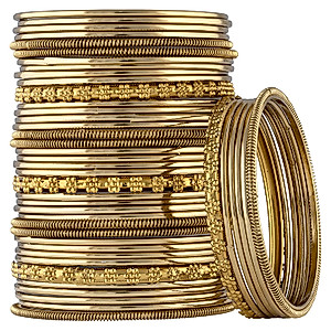 Aheli Stylish Indian Oxidized Bangle Set Ethnic Traditional Bollywood Fashion Wedding Wear Jewelry for Women (Gold_2.8 Inch)