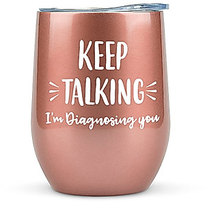 KLUBI Psychology Gifts - Tumbler/Mug 12oz for Wine, Coffee or Any Drink - Funny Gift Idea for Psychologist, Psychiatrist, Therapist, Therapy, School Counselor, Glass, Women, Mental Health, Graduation