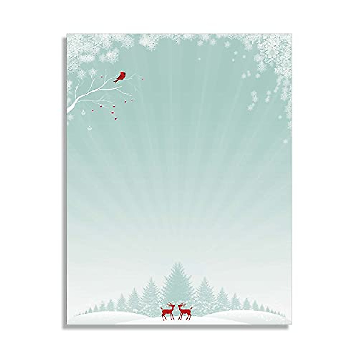 Christmas Cardinal Holiday Stationery Paper - 80 Sheets of Letterhead for Winter & Holiday Events