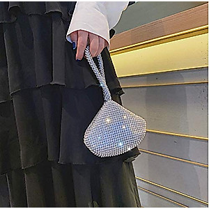 TOPCHANCES Women's Triangle Bling Clutch Purses and Handbags, Rhinestone Evening Bags and Clutches for Women Gilrs (Silver)