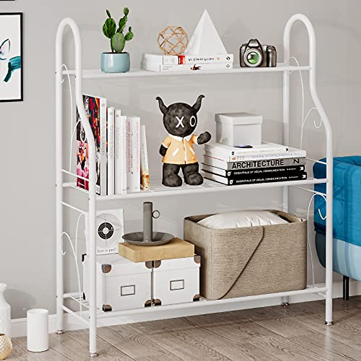 SORCEDAS Plant Stand Rack 3 Tier Metal Corner Plant Shelf Indoor Outdoor Multiple Holder for Living Room Balcony Garden ,White