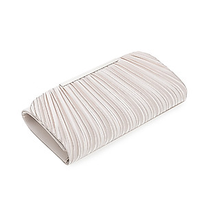 IXEBELLA Classic Evening Clutch Bag for Women Pleated Flap Satin Formal Clutch Purse for Wedding (Champagne)