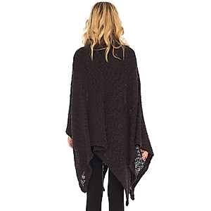 SHU-SHI Womens Cozy Knit Poncho Sweater Shawl Wrap Open Front Cape Lightweight Kimono