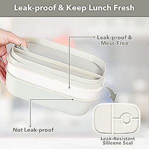Caperci Stackable Bento Box Adult Lunch Box - 3 Layers All-in-One Lunch Containers with Multiple Compartments for Adults & Kids, 55 oz Large Capacity, Built-in Utensil Set & BPA Free (White)