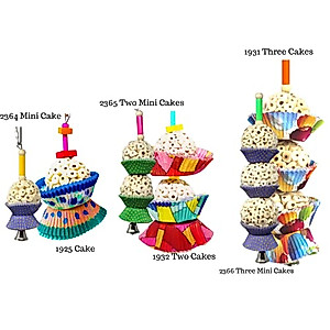 Bonka Bird Toys 2366 Three Mini Cakes Small Medium Bird Toy Natural Sola Cupcake Chew Shred Forage Cockatiel Parakeet Conure and Other Similar Birds