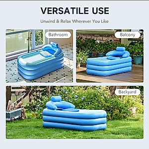 CO-Z Inflatable Adult Bath Tub, Free-Standing Blow Up Bathtub with Foldable Portable Feature for Adult Spa with Electric Air Pump (High-Density PVC)