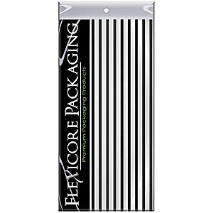 Flexicore Packaging Black Pin Stripe Print Gift Wrap Tissue Paper Size: 15 Inch X 20 Inch | Count: 50 Sheets | Color: Black Pin Stripe