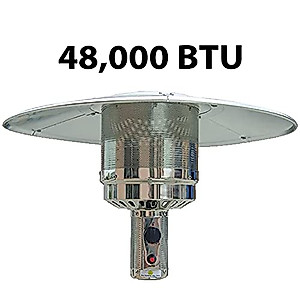ROMONICA 48,000BTU Outdoor Patio Heater Tall Standing Hammered Finish Garden Outdoor Heater Propane Standing, with Wheels and Table, Large, Hammered Bronze/SS - 3 set