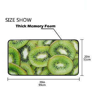 DOMIKING Kitchen Mat Floor Rug - Green Kiwi Fruit Non Slip Kitchen Mats Cushioned Washable Anti-Fatigue Office Chair Mat 20x20in for Home Decoration Bathroom Farmhouse