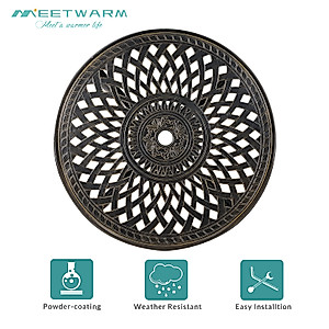 MEETWARM Patio Height Bar Table, 31" Bar Height Bistro Table, Outdoor Cast Aluminum Bistro Round High Top Dining Table with 2" Umbrella Hole for Garden Deck Backyard, Dark Bronze