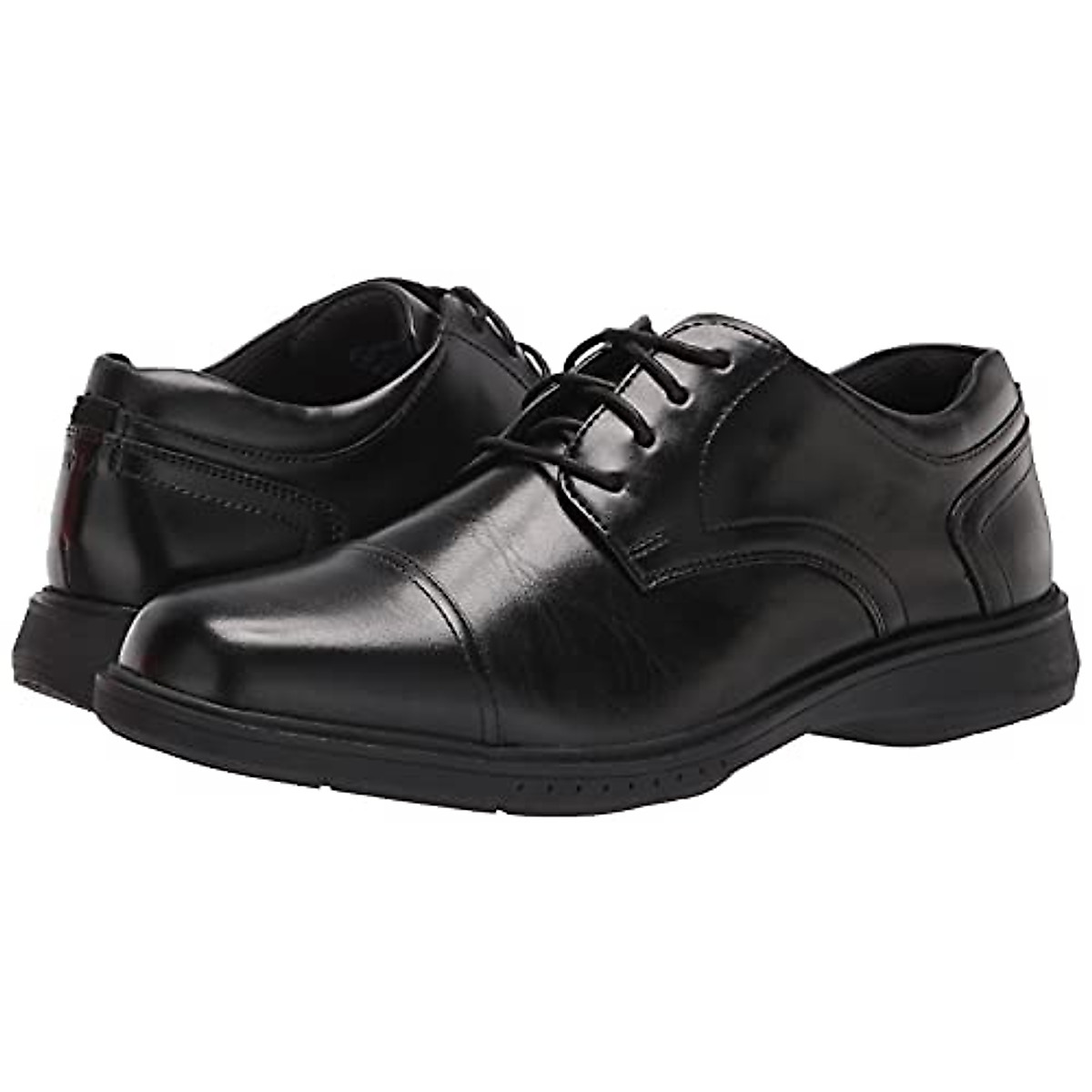 Nunn Bush Men's PRO Cap Toe Oxford with KORE Slip Resistant Comfort Technology, Black, 10.5 X-Wide