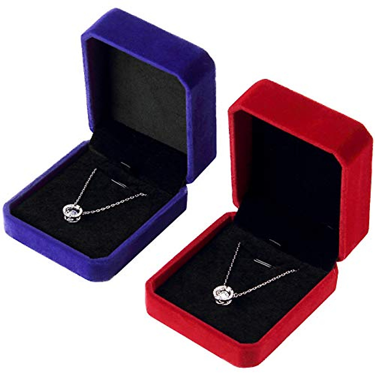 Lamoutor 4Pcs Velvet Necklace Pendant Gift Box Jewelry Gift Box