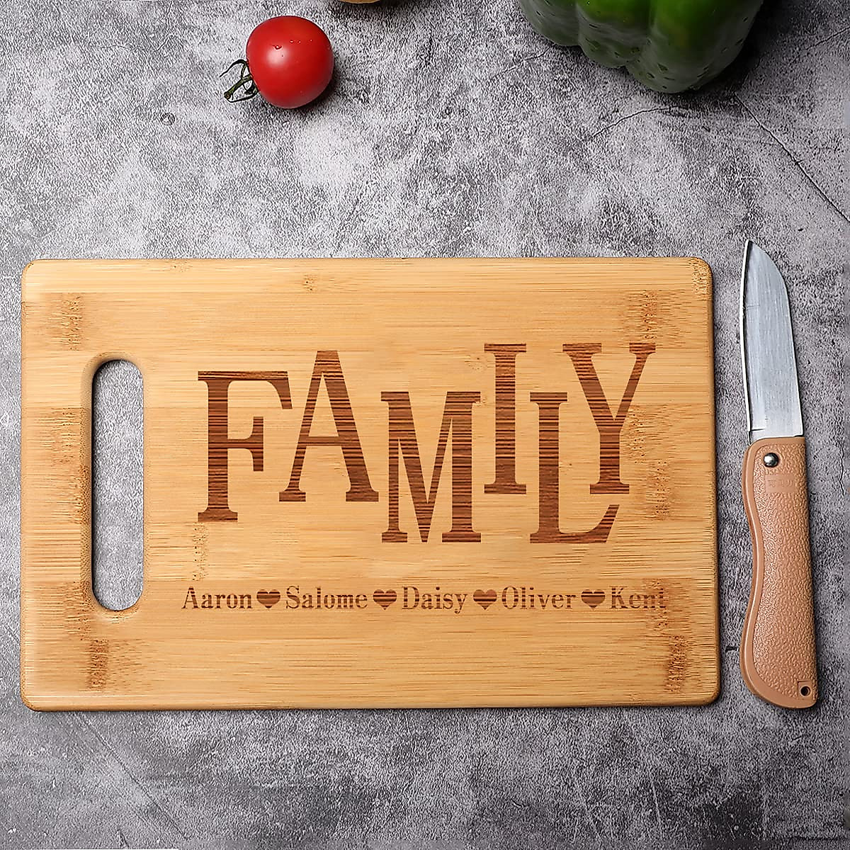 Personalized Cutting Board with Names, Wedding Gift for the Couple, Family, Custom Cutting Board Wood Engraved Customized Gifts for Couple Mr Mrs, Housewarming Closing Gift for Home Buyers