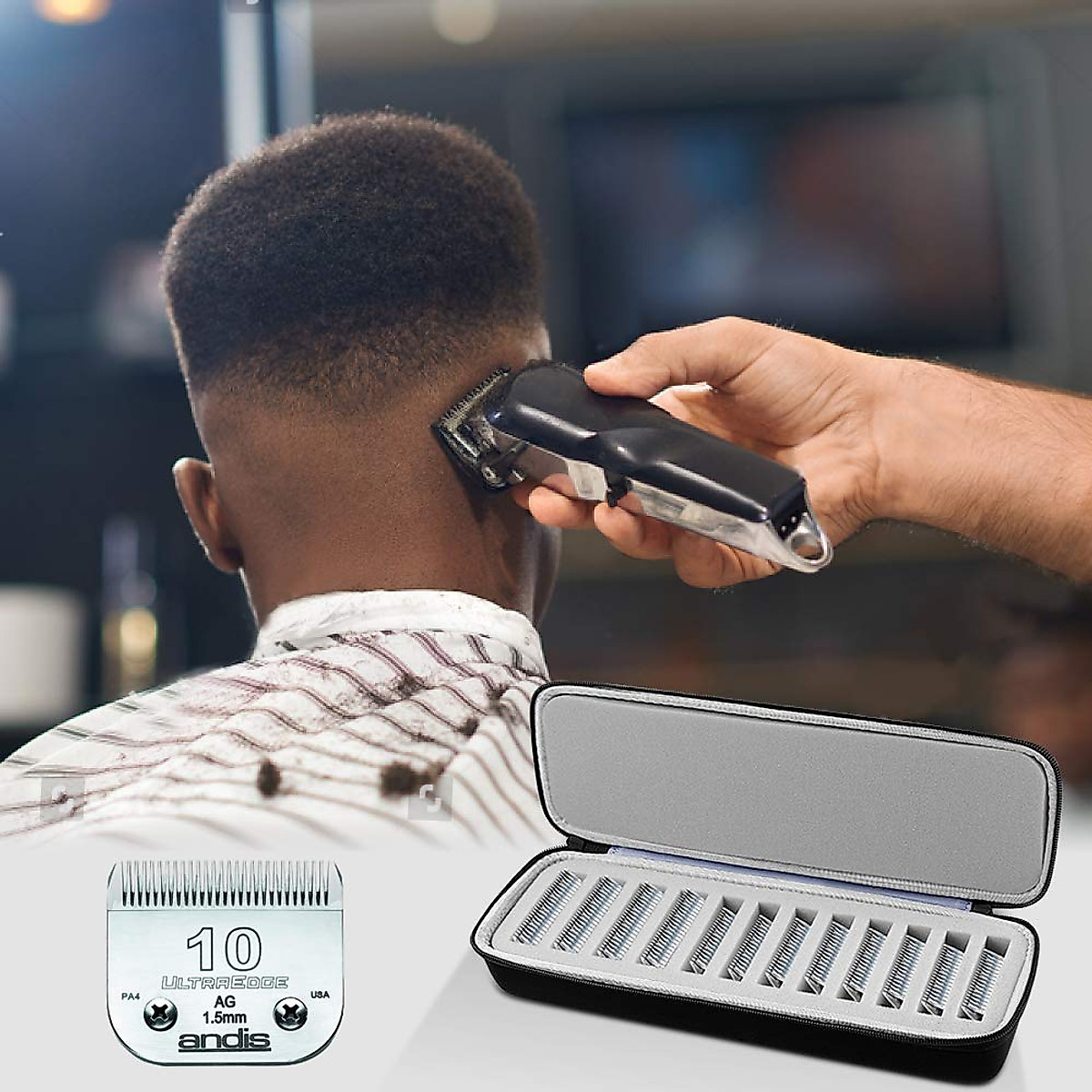 COMECASE Grooming Clipper Blade Case Holder Organizer - Hard Travel Carrying Storage Holds 12 Blades - Upgrade