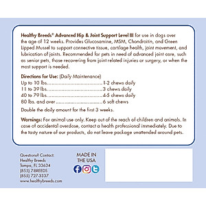 Healthy Breeds Pit Bull Advanced Hip & Joint Support Level III Soft Chews for Dogs - Promotes an Active, Comfortable Life with Glucosamine, Chondroitin & Green Lipped Mussel- 120 Count