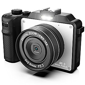 Vlogging Camera, 4K 48MP Digital Camera with WiFi, Free 32G TF Card & Hand Strap, Auto Focus & Anti-Shake, Built-in 7 Color Filters, Face Detect, 3'' IPS Screen, 140°Wide Angle, 18X Digital Zoom AA-20