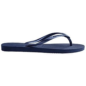 Havaianas Women's Slim Crystal SW II Flip Flops - Swarovski Crystal Embellishment - Navy Blue, 9-10