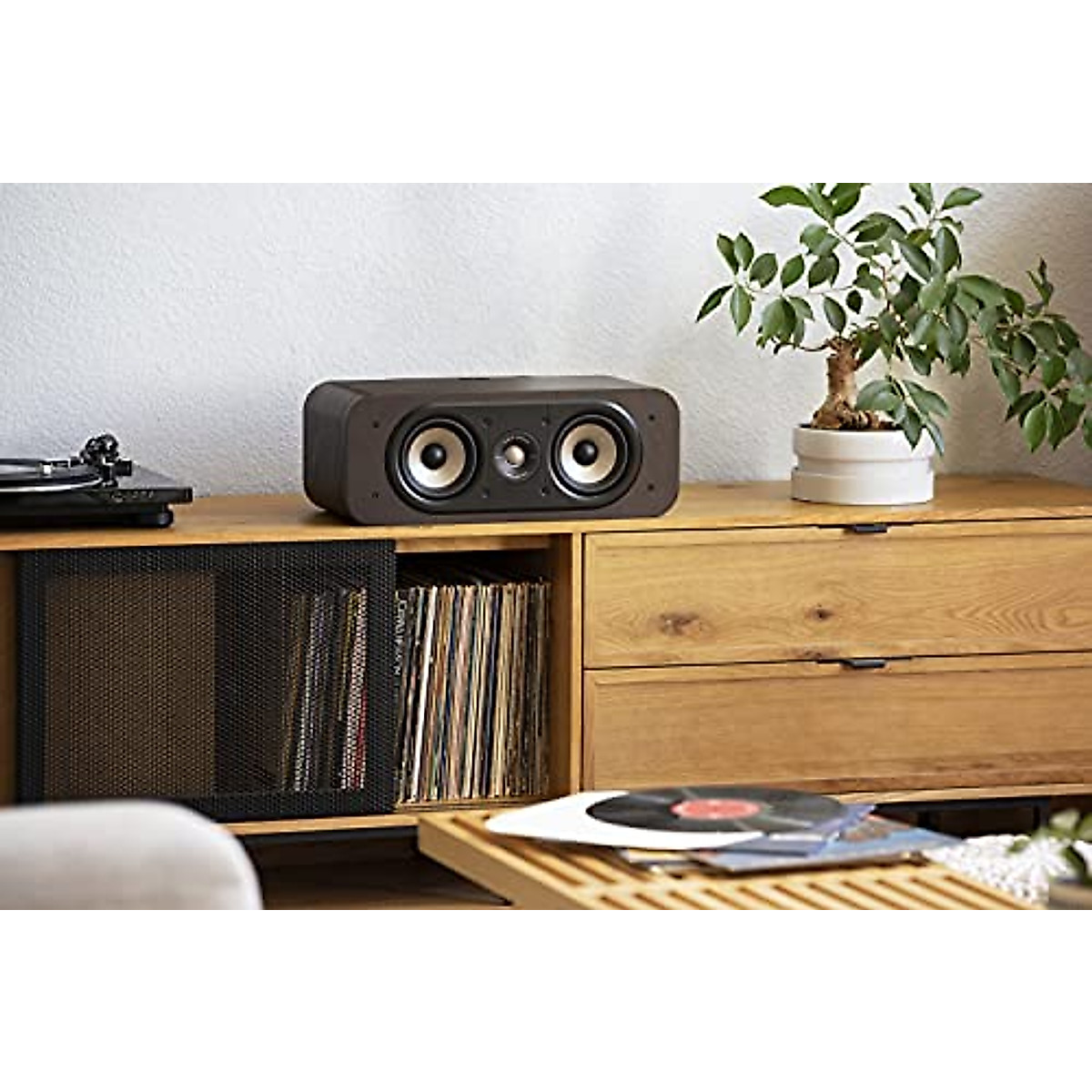 Polk Signature Elite ES30 Center Channel Speaker - Hi-Res Audio Certified, Dolby Atmos & DTS:X Compatible, 1" Tweeter & Two 5.25" Woofers, Dual Power Port for Effortless Bass, Contemporary Walnut