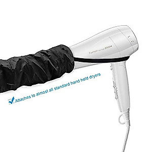 Bonnet Hood Hair Dryer Attachment - Adjustable Extra Large Bonnet Hair Dryer for Hand Held Hair Dryer with Stretchable Grip and Extended Hose Length (Black)