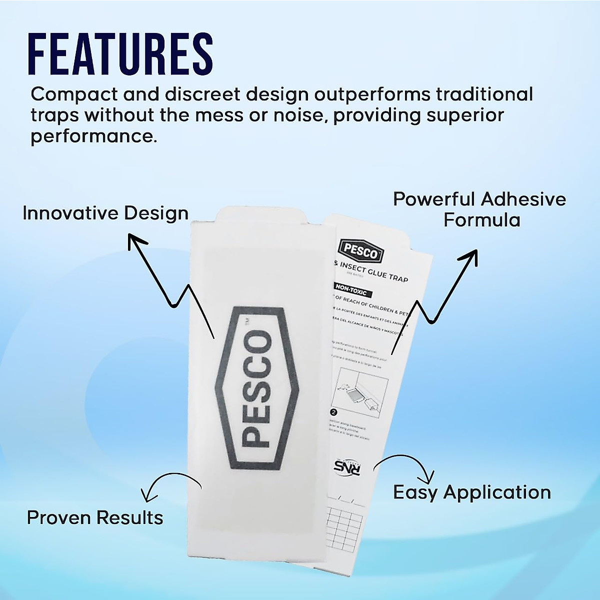 PESCO™ Glue Traps for Mice - Sticky Traps for Mice Rats & Insects - Adhesive Pet Safe Pest Control- (Unscented) Pack of 72