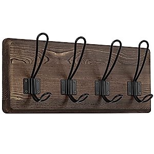 LIANTRAL Coat Rack Wall Mount, 15'' Rustic Coat Hanger for Wall, 4 Coat Hooks for Hanging Hats, Coats, Keys, Entryway, Mudroom, Living Room