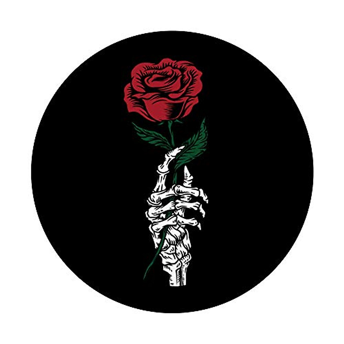 Rose Flower Tattoo - White Skeleton Hand Holding a Red Rose PopSockets PopGrip: Swappable Grip for Phones & Tablets