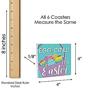 Big Dot of Happiness Hippity Hoppity - Funny Easter Bunny Party Decorations - Drink Coasters - Set of 6