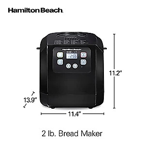 Hamilton Beach Bread Maker Machine, Digital, Programmable, 12 Settings + Gluten Free, Dishwasher Safe Pan + Kneading Paddle, 2 lb Capacity, Black (29982)
