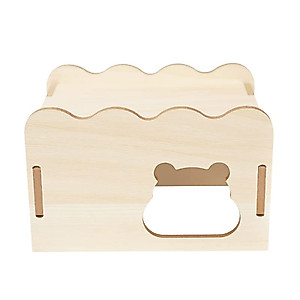Hamster House, Wood Hide Home for Hamsters, Rat, Gerbils, Syrian, Small Animals Hideout Habitat Hut, Wooden Pet Hideaway Toys, Indoor Cage Accessories