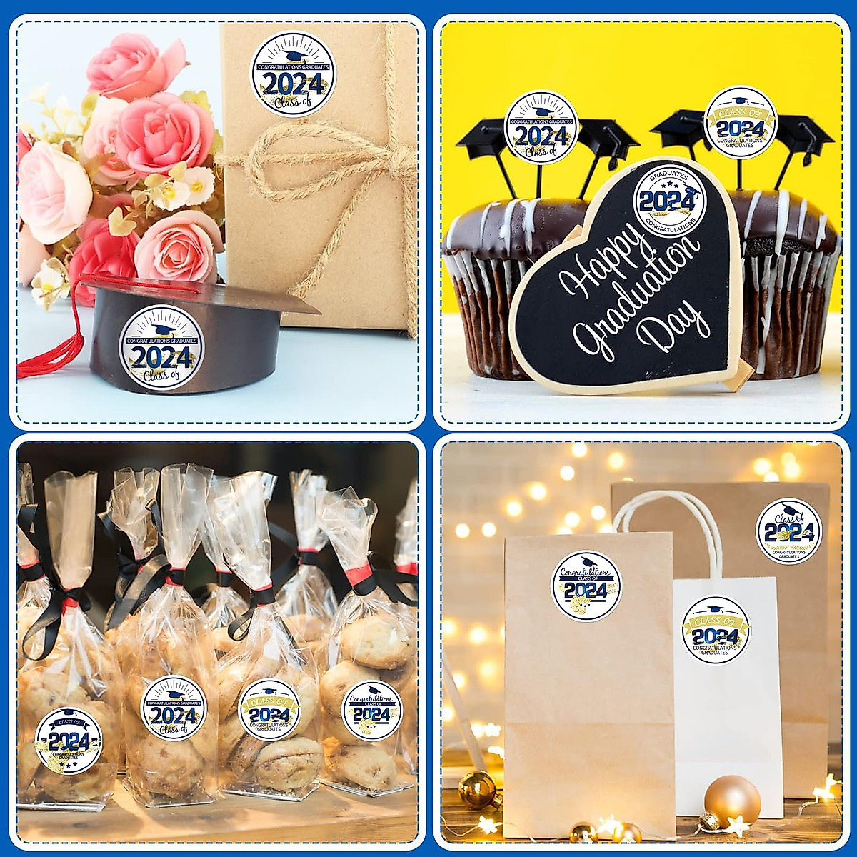 WhatSign 36Pcs Class of 2024 Graduation Stickers Labels 1.5" Graduation Gift Tags Stickers Graduation Presents Labels Stickers for Envelope Seal Cards Boxes Gift Wrap Party Favors Decorations