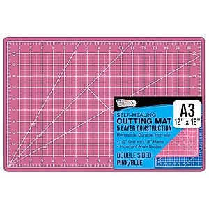 U.S. Art Supply 12" x 18" Pink/Blue Professional Self Healing 5-Ply Double Sided Durable Non-Slip Cutting Mat Great for Scrapbooking, Quilting, Sewing and all Arts & Crafts Projects