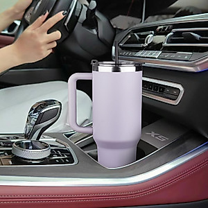 StarSpeed 40 oz Tumbler with Handle and Straw Lid | Stainless Steel Water Bottle Travel Mug Reusable Insulated Cup With Lid And Straw, Keep Cold Heat and Ice for Hours(40oz,Orchid)