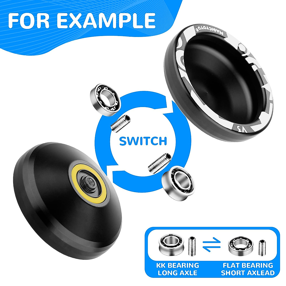 Pro Yoyo V3 - Aluminum Yoyo, Responsive & Unresponsive, Ideal for Kids + Strings + Bag + Bearing + Tool (Black)